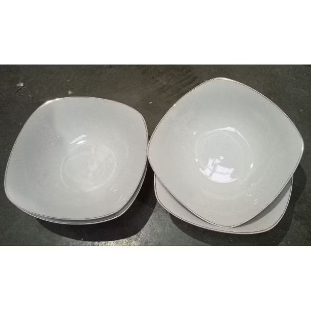 Jual Mangkok 8" inchi keramik RRT segi persegi kotak polos lis emas ...