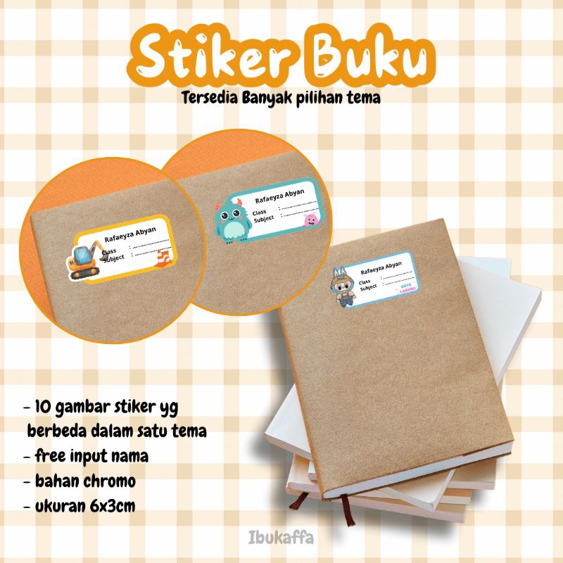 Jual Stiker Buku Karakter Lucu Custom Nama Banyak Pilihan Tema Kartun ...