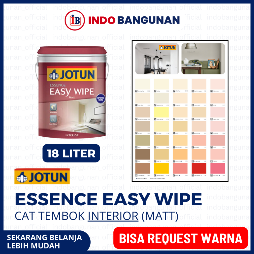 Jual CAT TEMBOK INTERIOR JOTUN EASY WIPE 18LT / BISA REQUEST CUSTOM WARNA PUTIH | Shopee Indonesia