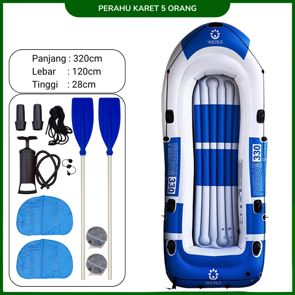 Jual Perahu Karet Angin Renang Kapasitas 5 Orang Komplit Dayung ...
