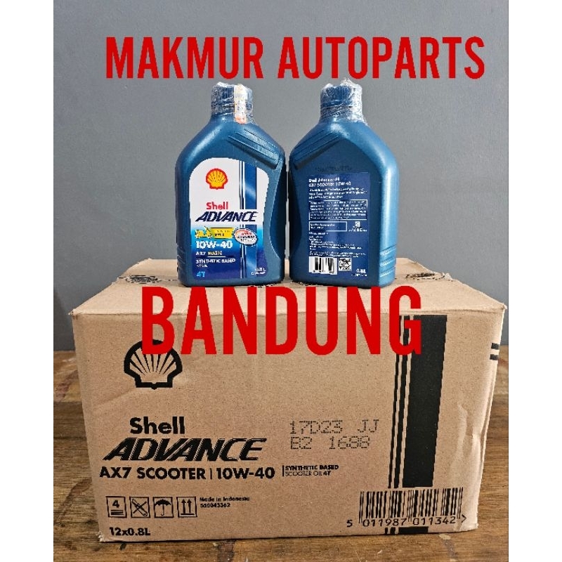 Jual Oli Shell Advance AX7 10W-40 Matic 800ML/0.8Liter/(1 Dus isi 12 ...