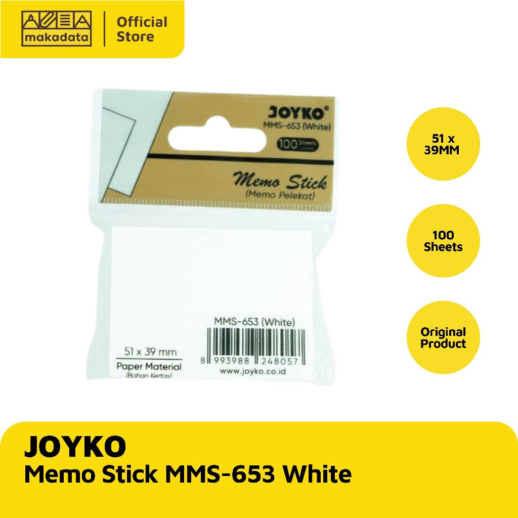 Jual MEMO STICK / STICKY NOTE JOYKO MMS-653 WHITE (1 PCS) MURAH ...