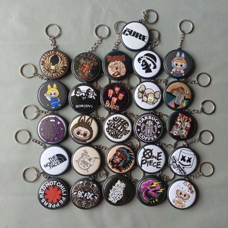 Jual Gantungan Kunci Bulat Dua Sisi Gambar Karakter Aksesoris Ganci ...
