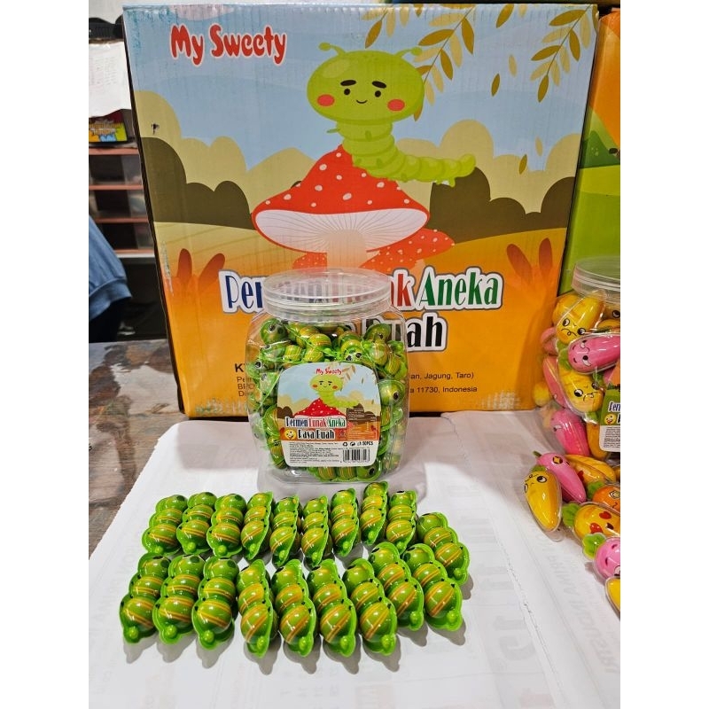 Jual Permen Lunak Karakter Ulat Lucu isi 50 pcs | Shopee Indonesia