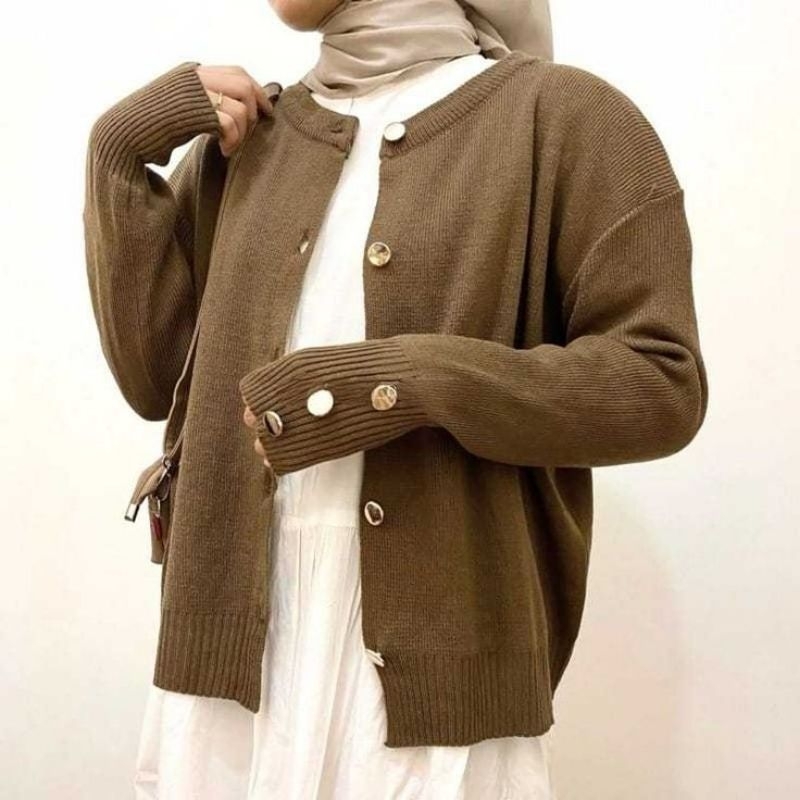 Jual Starla Cardigan Basic Knit Kancing Gold Silver Bahan Rajut Halus Tebal | Shopee Indonesia