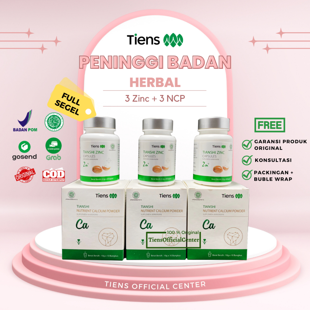 Jual Obat Peninggi Badan Tiens Tianshi Nutrient Calsium Powder dan Zinc ...