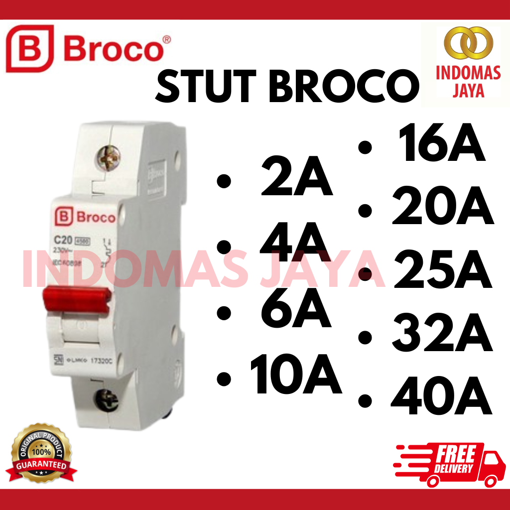 Jual MCB BROCO MCB 1 Pas 1 Phase 1P 2A, 4A, 6A, 10A, 16A, 20A, 25A, 32A, 40A (HARGA PER PCS ...