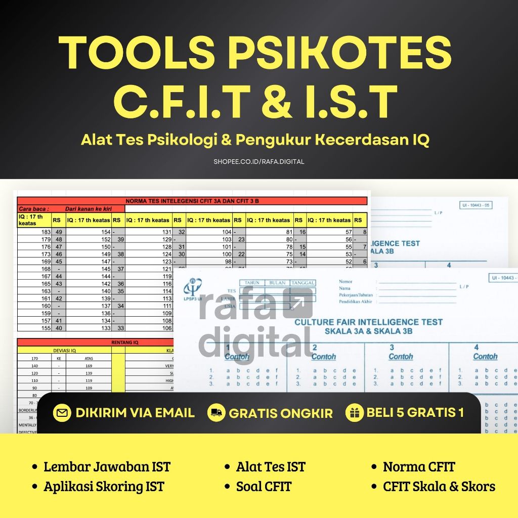 Jual TOOLS PSIKOTES - Alat Tes Psikologi CFIT & IST - Pengukur ...