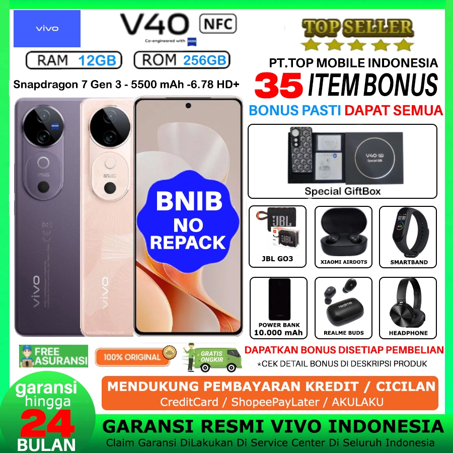 Jual VIVO V40 5G 12/256 GB RAM 12GB ROM 256GB GARANSI RESMI VIVO INDONESIA | Shopee Indonesia