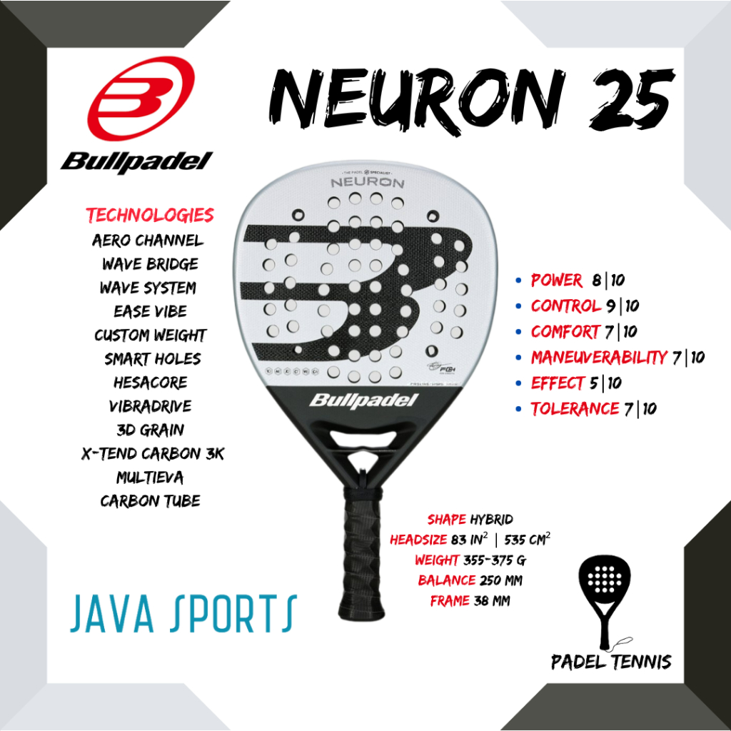Jual Raket Padel Tenis Bullpadel NEURON 25 Official Resmi Original ...