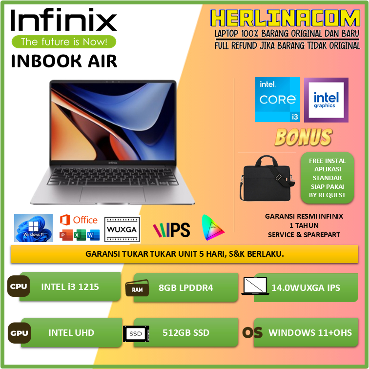 Jual INFINIX INBOOK AIR INTEL CORE i3 1215 8GB 512GB SSD WINDOWS 11 14 ...