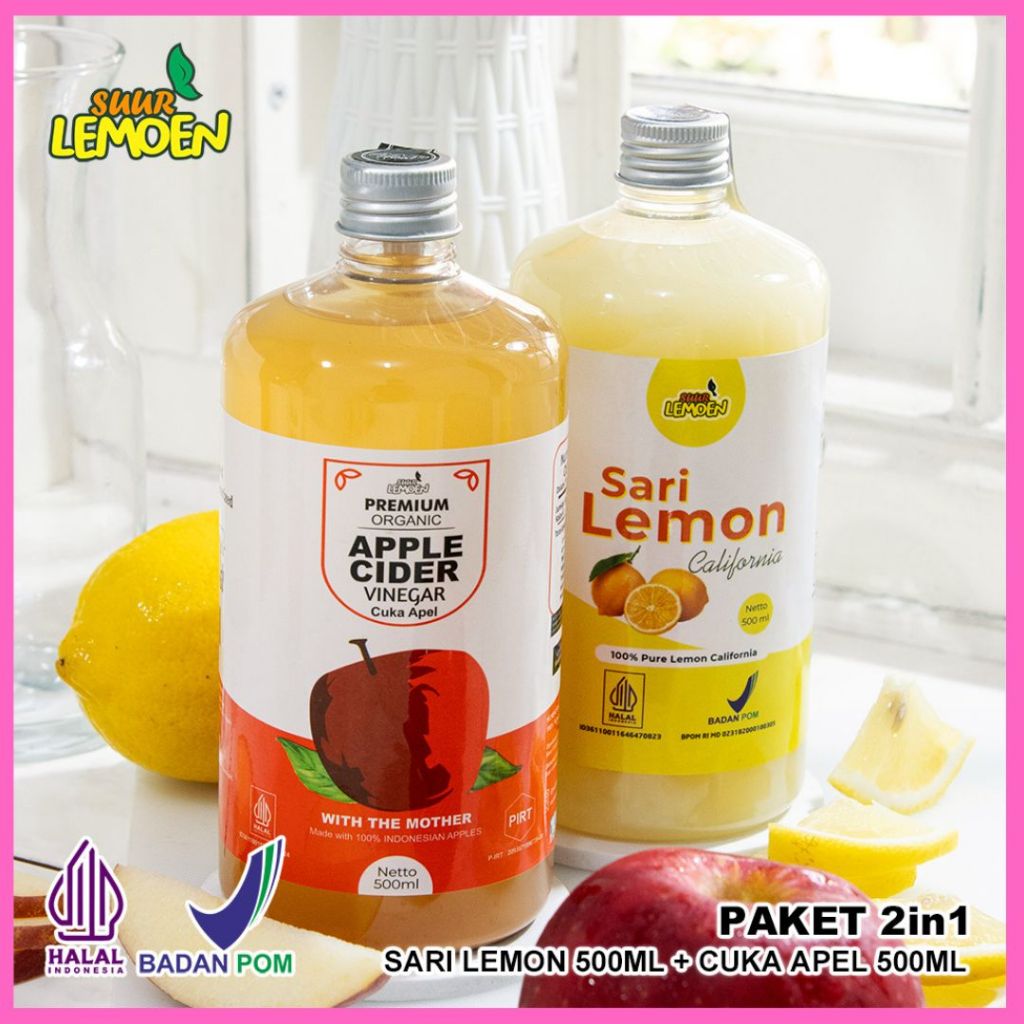 Jual Cuka Apel Sari Lemon Paket 2 In 1 500ml Suur Lemoen Halal BPOM ...