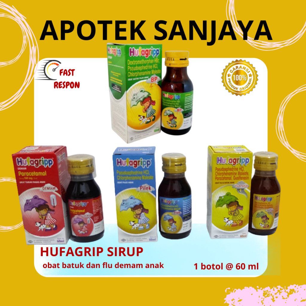 Jual HUFAGRIPP SIRUP / 60 ML / MERAH / KUNING / BIRU / HIJAU / DEMAM ...