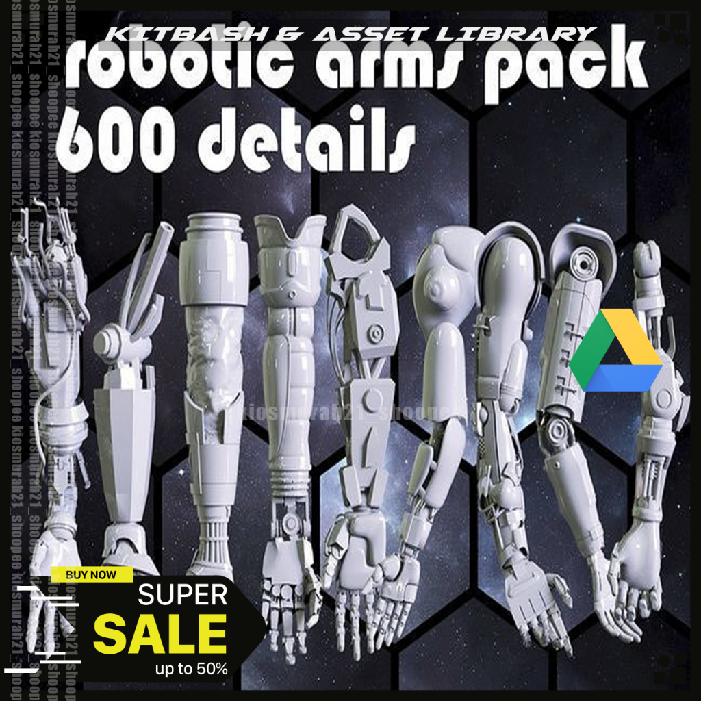 Jual Robotic arm kitbash hires v1 Kitbash 3D Model Asset Library ...