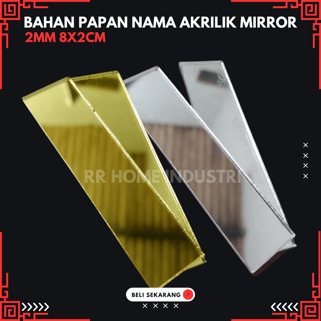 Jual Bahan Akrilik mirror Papan Nama Dada GOLD 2x8cm Acrylic Nametag ...