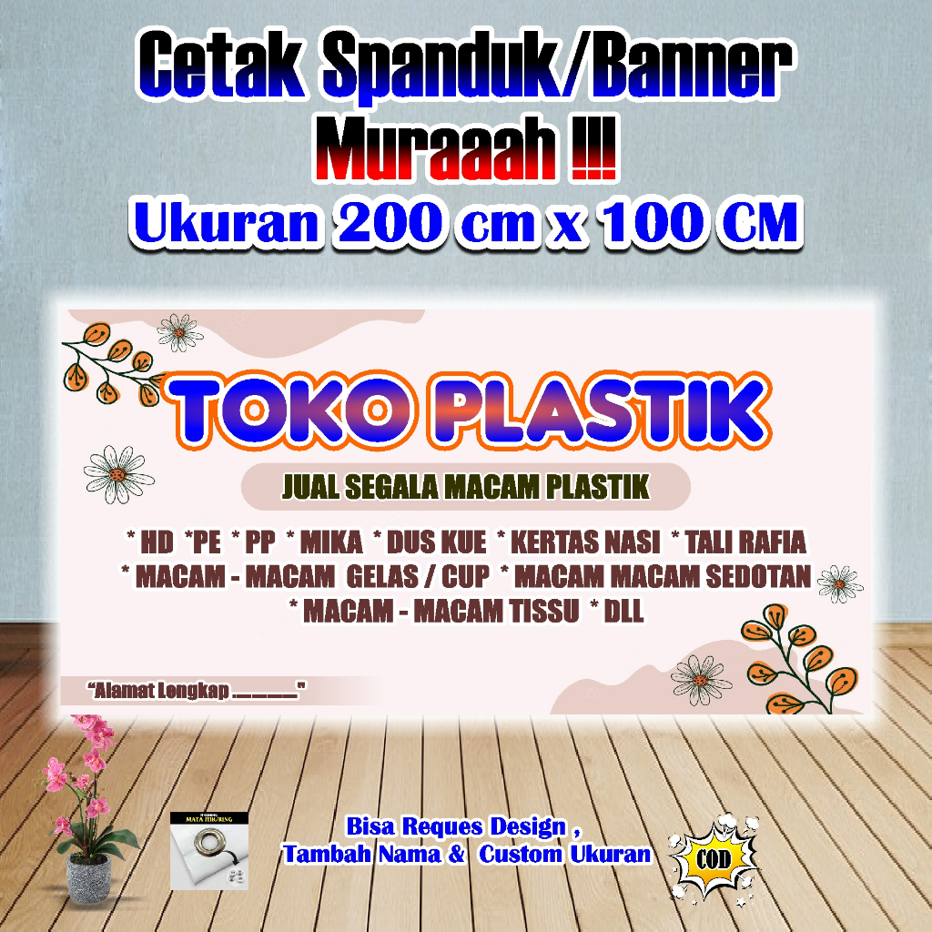 Jual Spanduk Banner Toko Plastik Ukuran 2 meter x 1 meter | Shopee ...