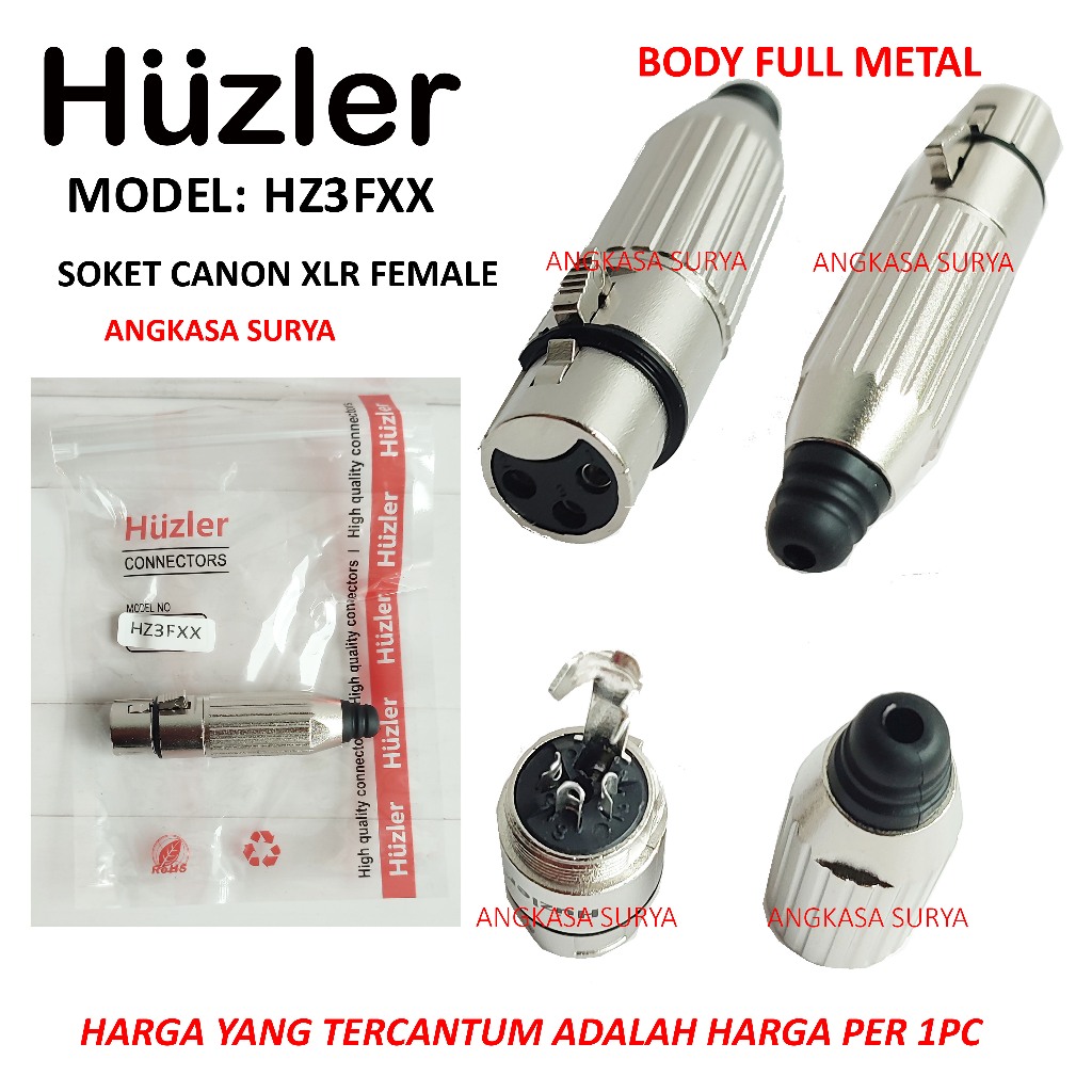 Jual Soket Canon Female XLR HUZLER HZ3FXX Original / Socket Canon XLR ...