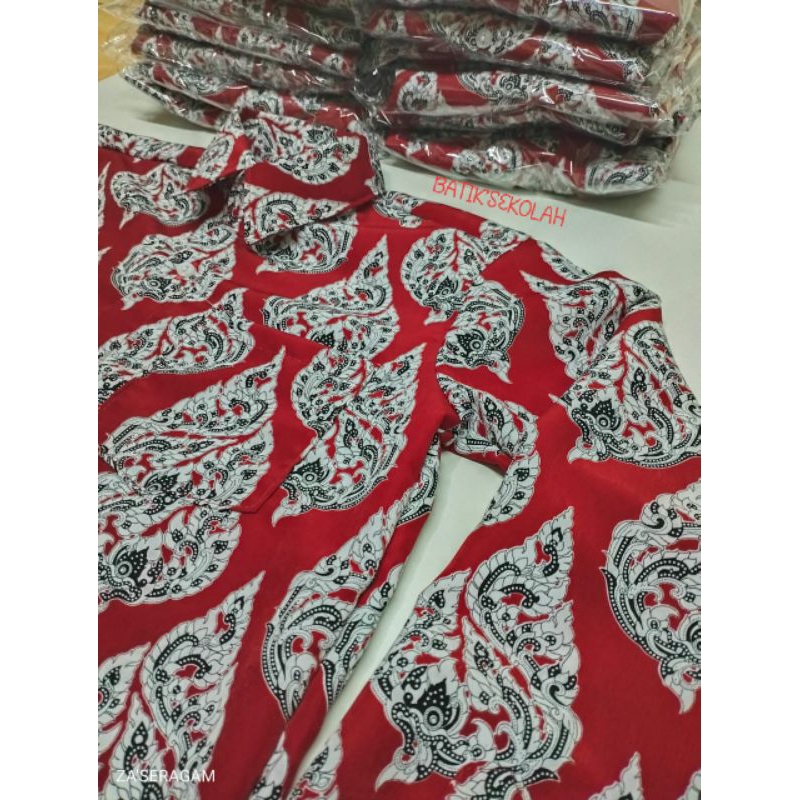Jual Batik SD merah/Batik Seragam sekolah/Batik SD motif giri watu ...