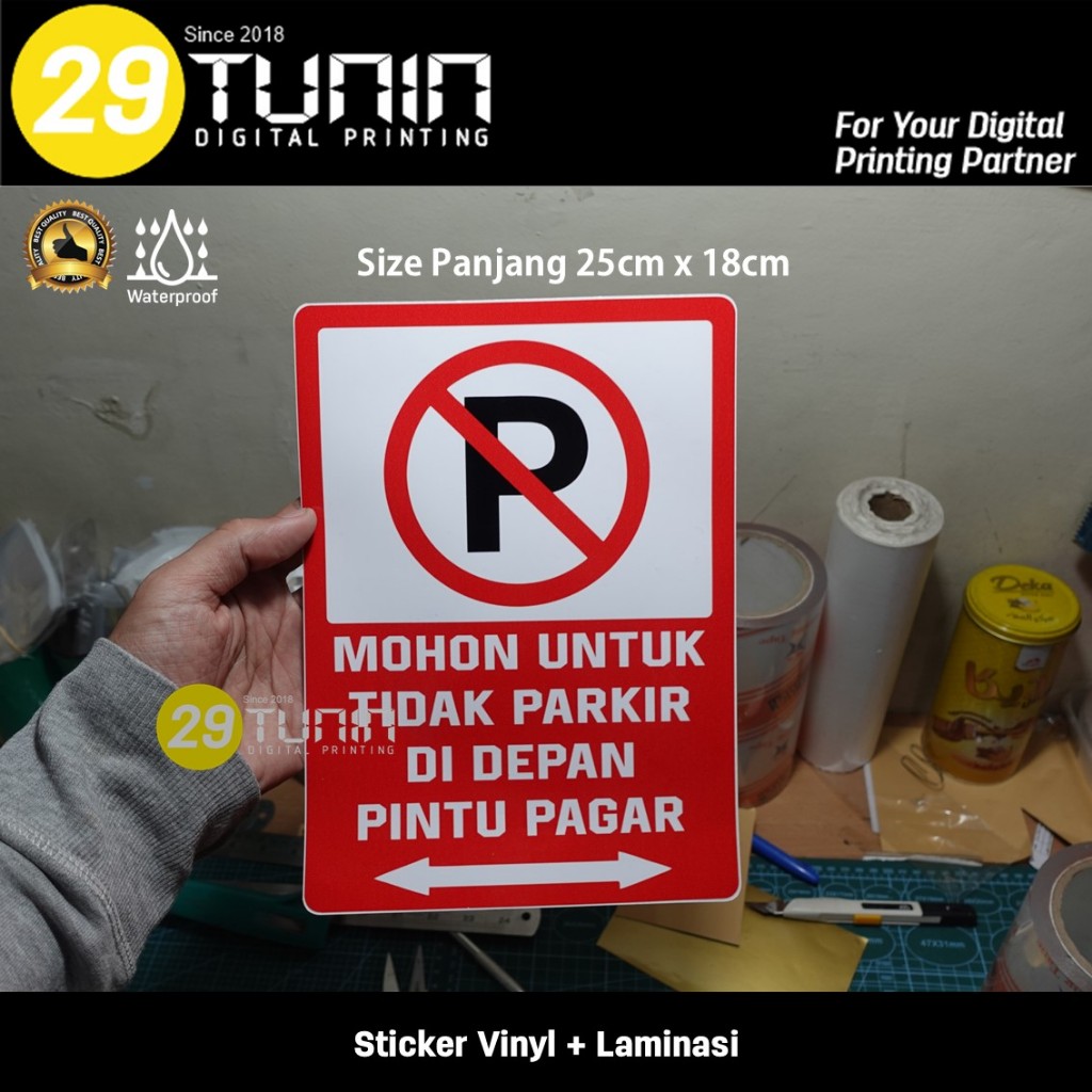 Jual Sticker Vinyl - Dilarang Parkir Didepan Pintu Pagar | Shopee Indonesia