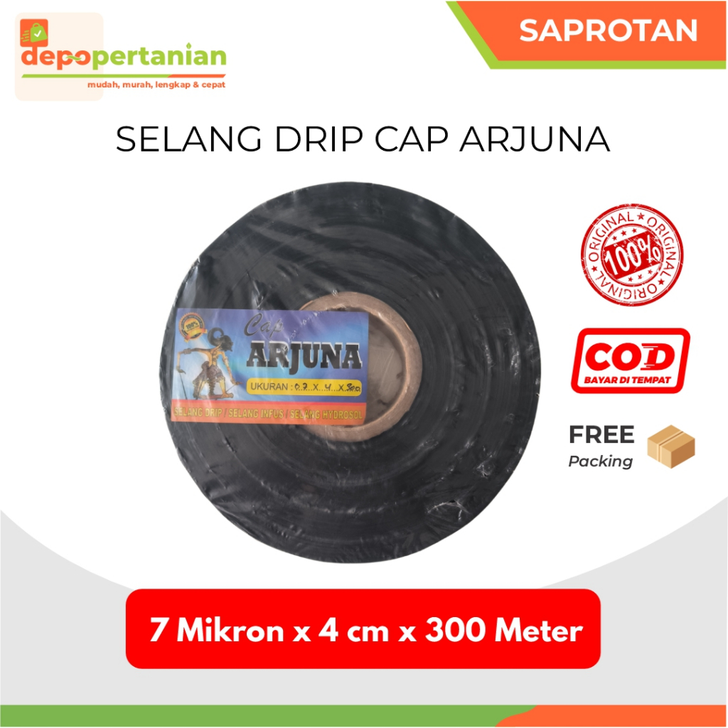Jual Depo Pertanian - Selang Drip Irigasi Cap Arjuna 7 Mikron x 4 cm x 300 Meter | Shopee Indonesia