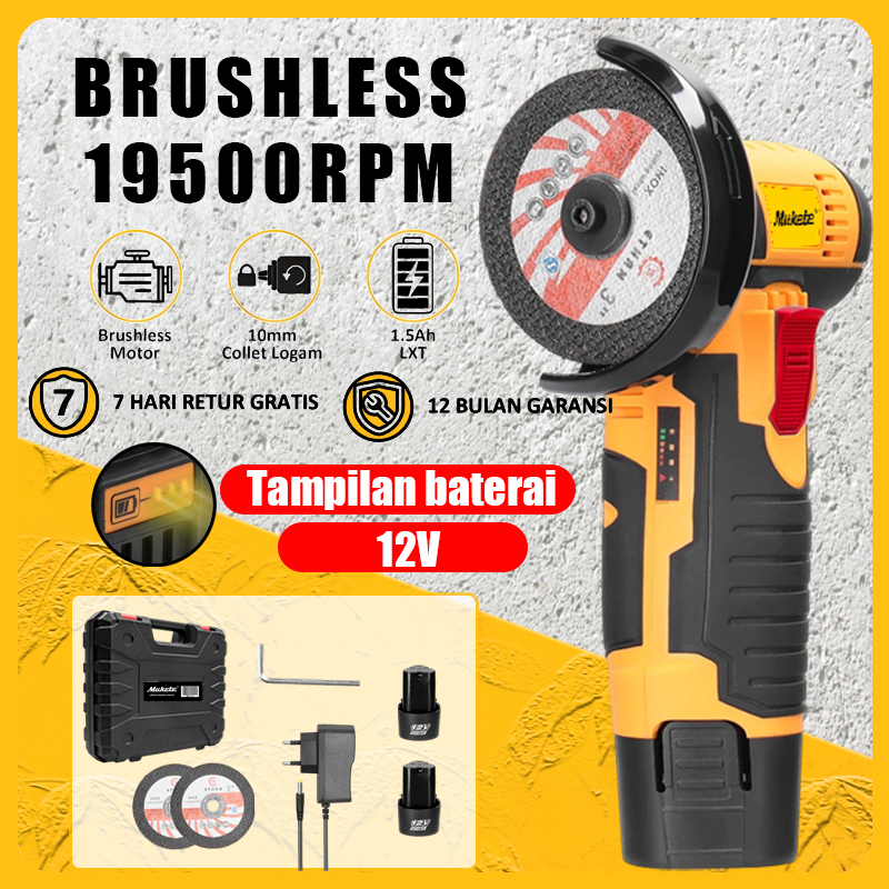 Jual mesin gerinda tangan cordless Angle Grinder mini Brushless Angle ...