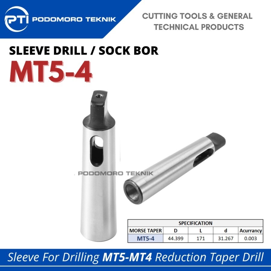 Jual Sleeve For Drilling MT5-4 Adaptor Drill Sock Bor MT5 - MT4 Reduction Morse Taper Drill ...