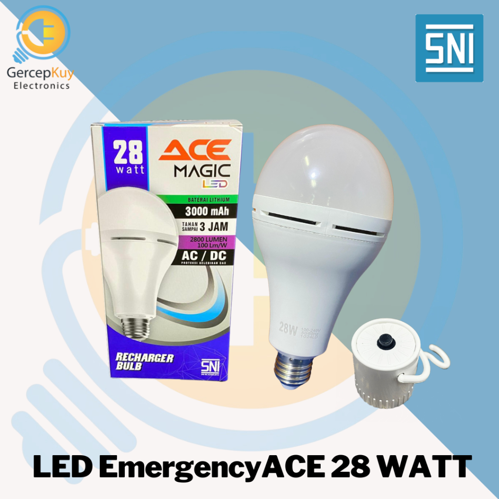 Jual LAMPU LED EMERGENCY ACE 28 W PUTIH | Shopee Indonesia