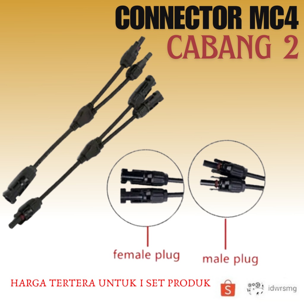Jual 1 Set Connector Mc4 Konektor Mc4 Cabang 2 Untuk Pemasangan Solar Panel Plts Shopee Indonesia