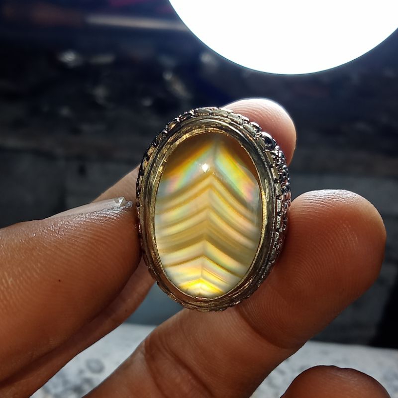Jual AKIK JUNJUNG DERAJAT HQ WARNA KUNING BIAS PELANGI / NATURAL AGATE ...