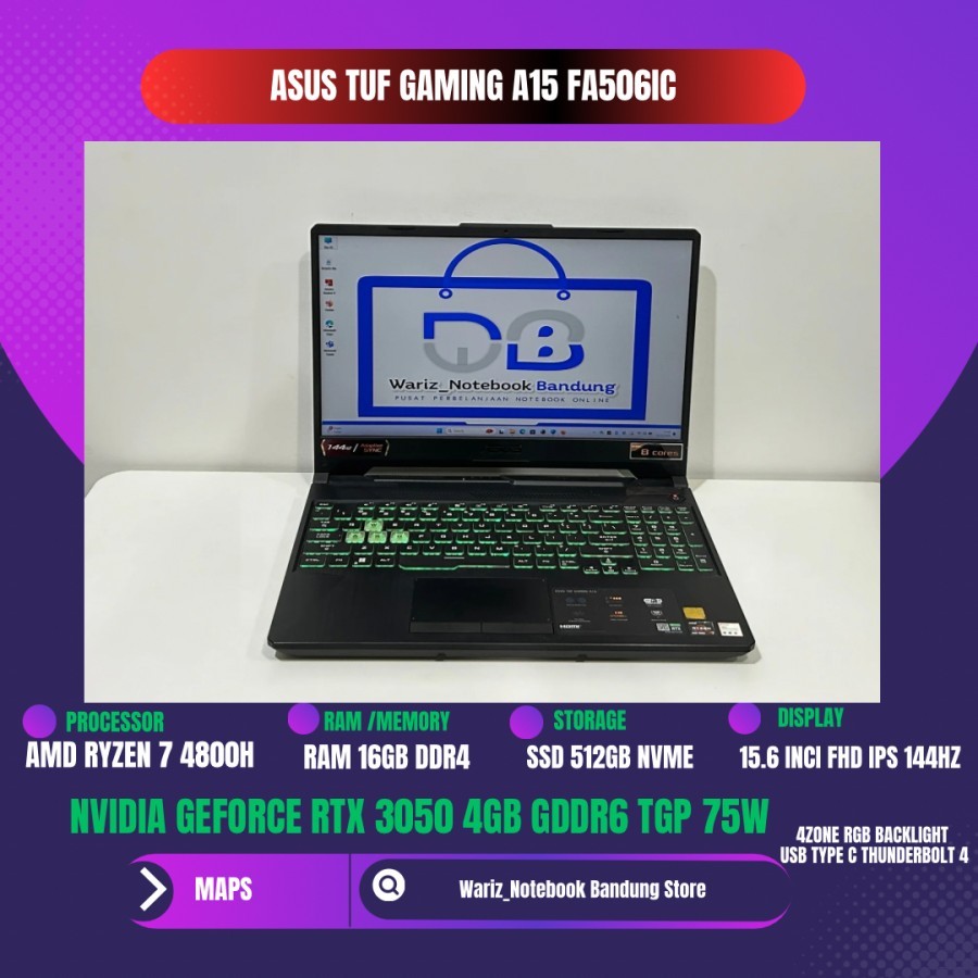 Jual ASUS TUF GAMING A15 FA506IC RYZEN 7 4800H NVIDIA RTX 3050 RAM 16GB ...