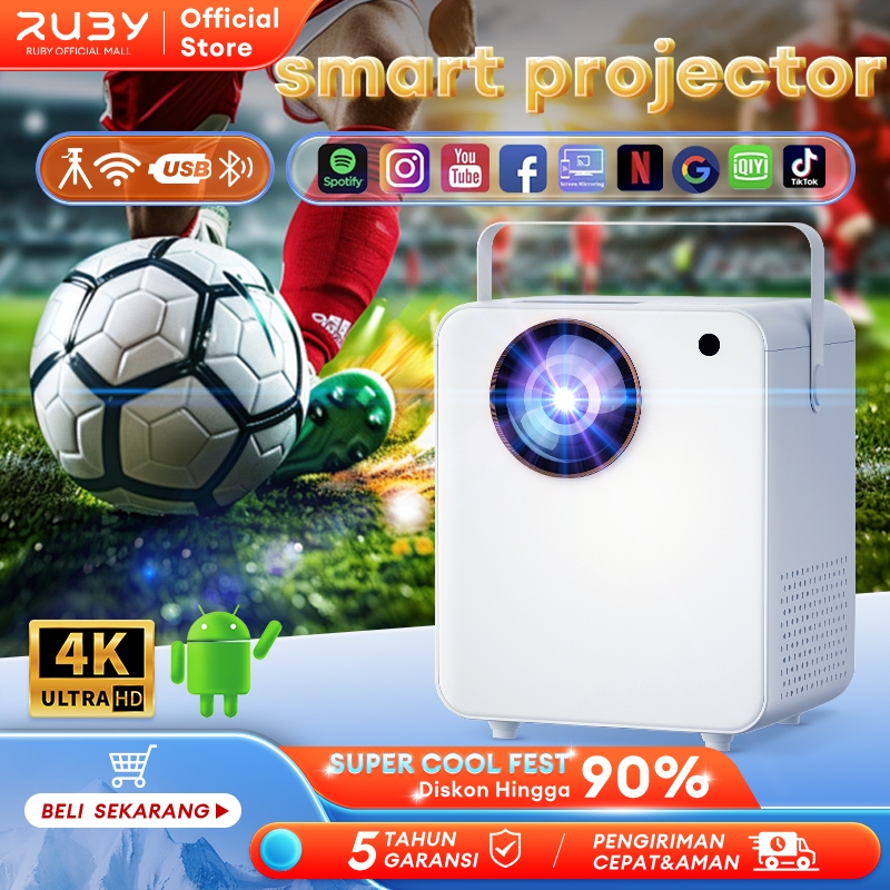 Jual Proyektor Mini T2 Android 10.0 Projector Home Theater Proyektor WIFI 4K 6000 Lumens LED ...