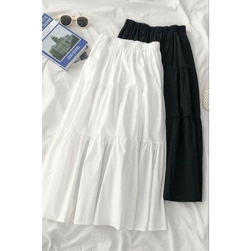 Jual rok wanita susun Korea style rok wanita putih Korea style M L XL ...