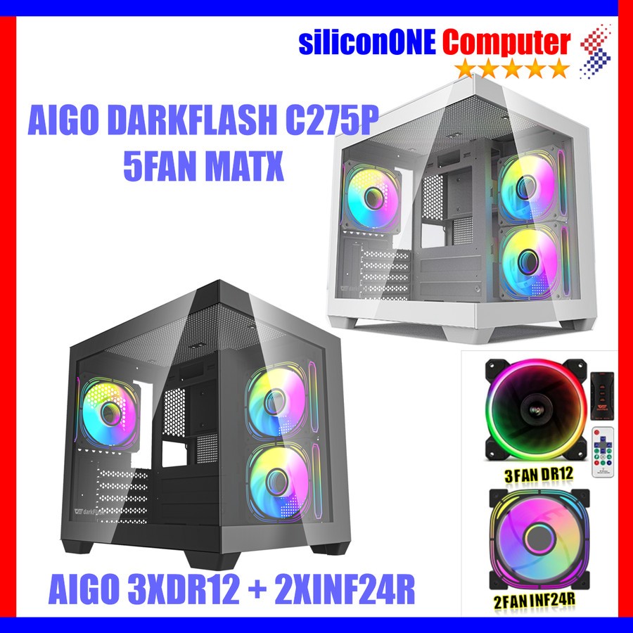 Jual AIGO C275P - 5FAN HUB+REMOTE M-ATX PC Casing BLACK / WHITE ...
