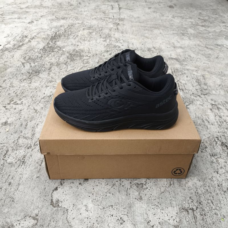 Jual Sepatu Lari ASTEC INDY RUNNING FULL BLACK ORIGINAL | Shopee Indonesia