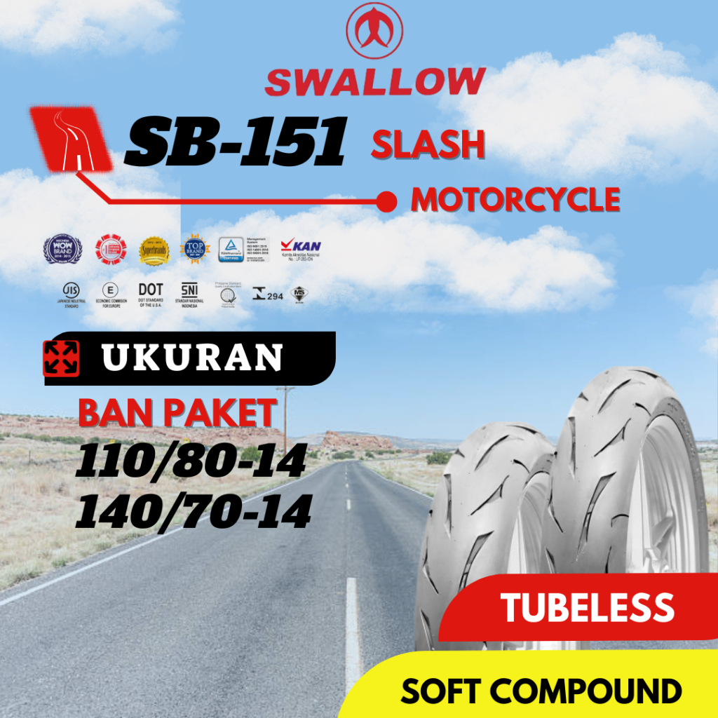 Jual PAKET BAN LUAR SEPEDA MOTOR SWALLOW SB-151 SLASH 110/80 & 140/70 ...