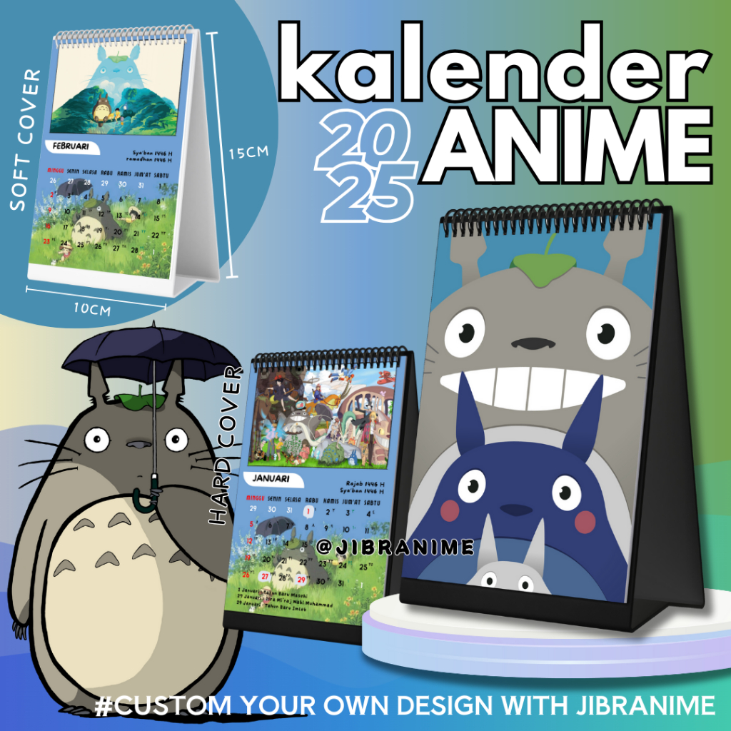 Jual Calendar / kalender meja 2025 anime Totoro Studio Ghibli / Custom ...