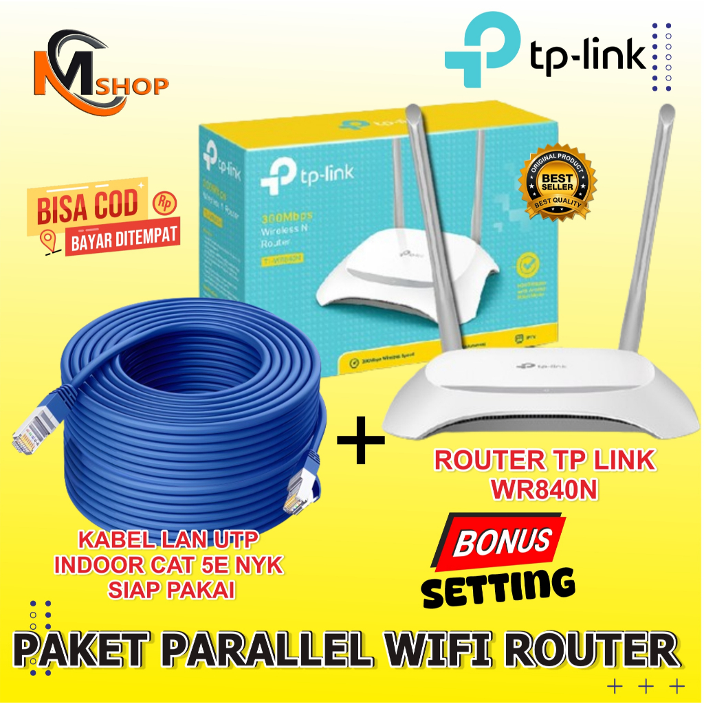Jual Paket Parallel WiFi Access Point TP Link TL-WR840N dan Kabel LAN ...