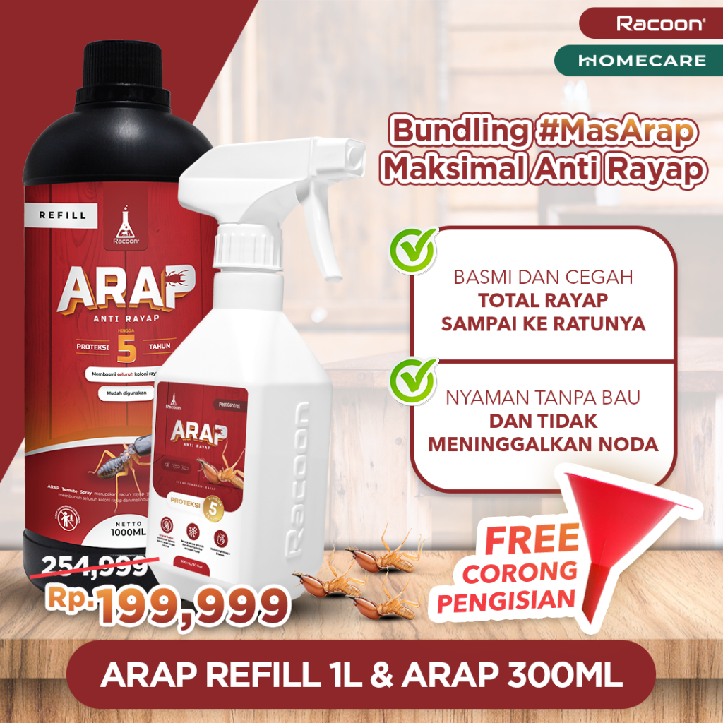 Jual RACOON ARAP SPRAY ANTI RAYAP BUNDLE 1 LITER + 300ML | Shopee Indonesia