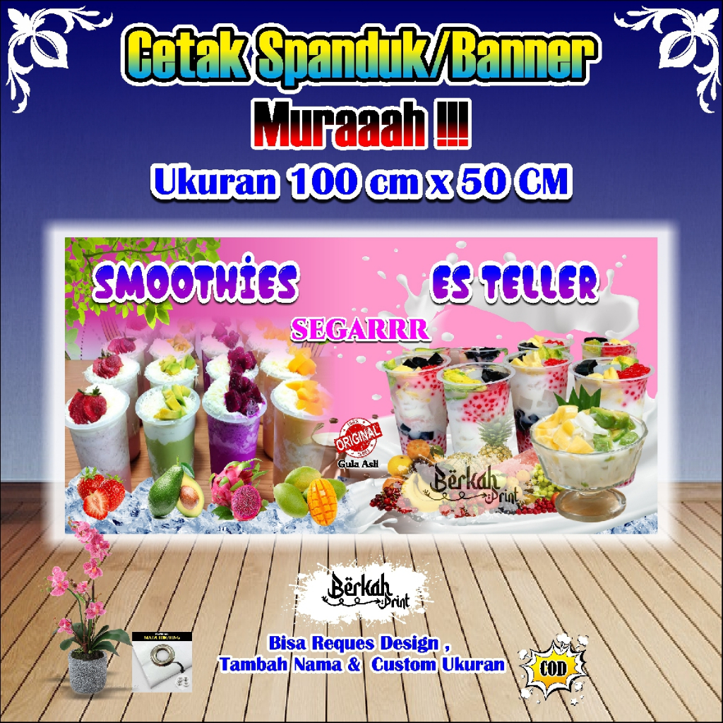 Jual Spanduk Banner Smoothies & Es Teller Ukuran 100 cm x 60 cm ...
