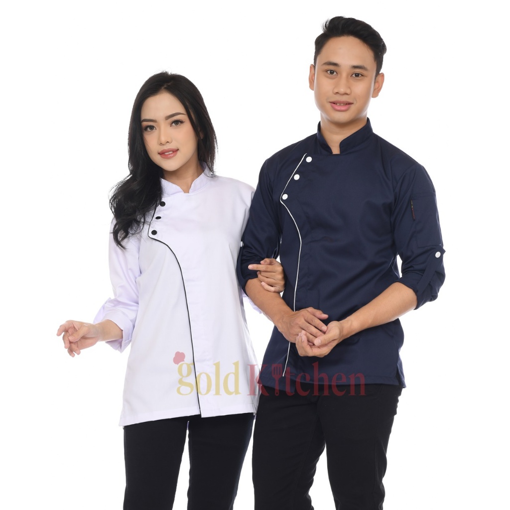 Jual Baju Koki Chef Jacket Seragam Kerja Pria Wanita Lengan Panjang ...