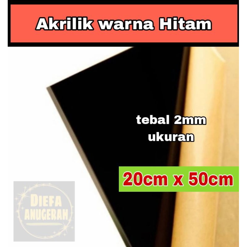 Jual Akrilik hitam solid 2mm ukuran 20x50/Acrylic warna hitam tebal 2mm ...