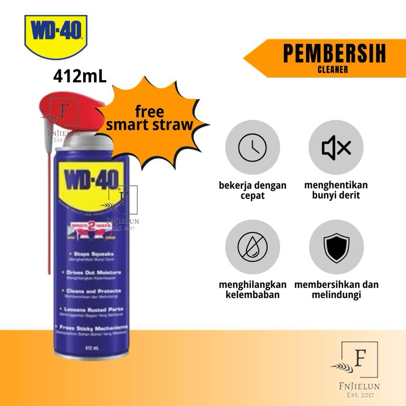 Jual WD-40 / WD40 / WD 40 412ml Besar Cairan Pelumas Anti Karat Multi Use Product SmartStraw ...