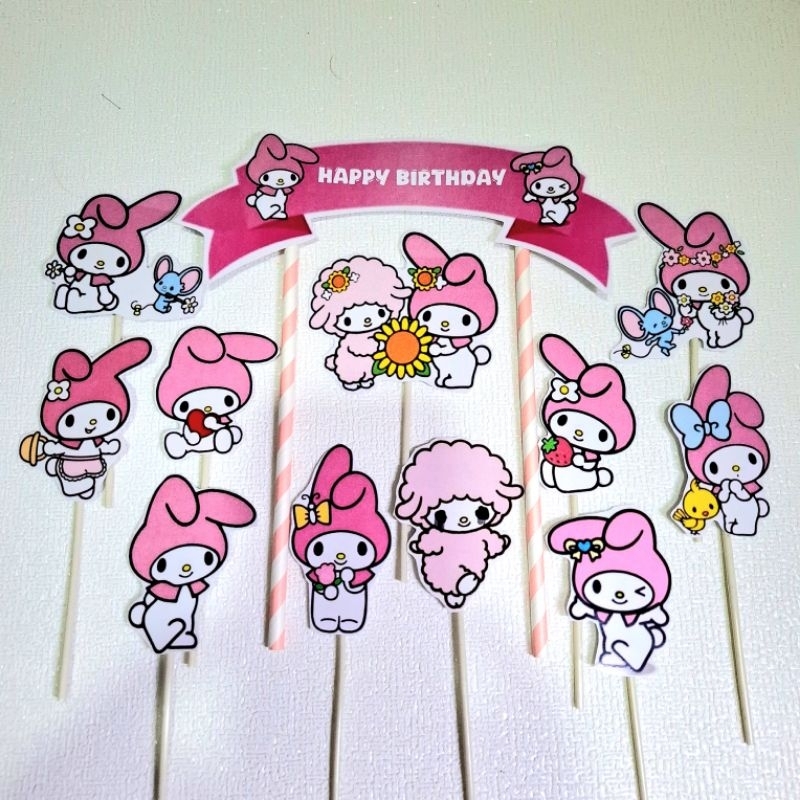 Jual Topper Cake Gambar My Melody Hiasan Kue Ulang Tahun Tusukan Kue