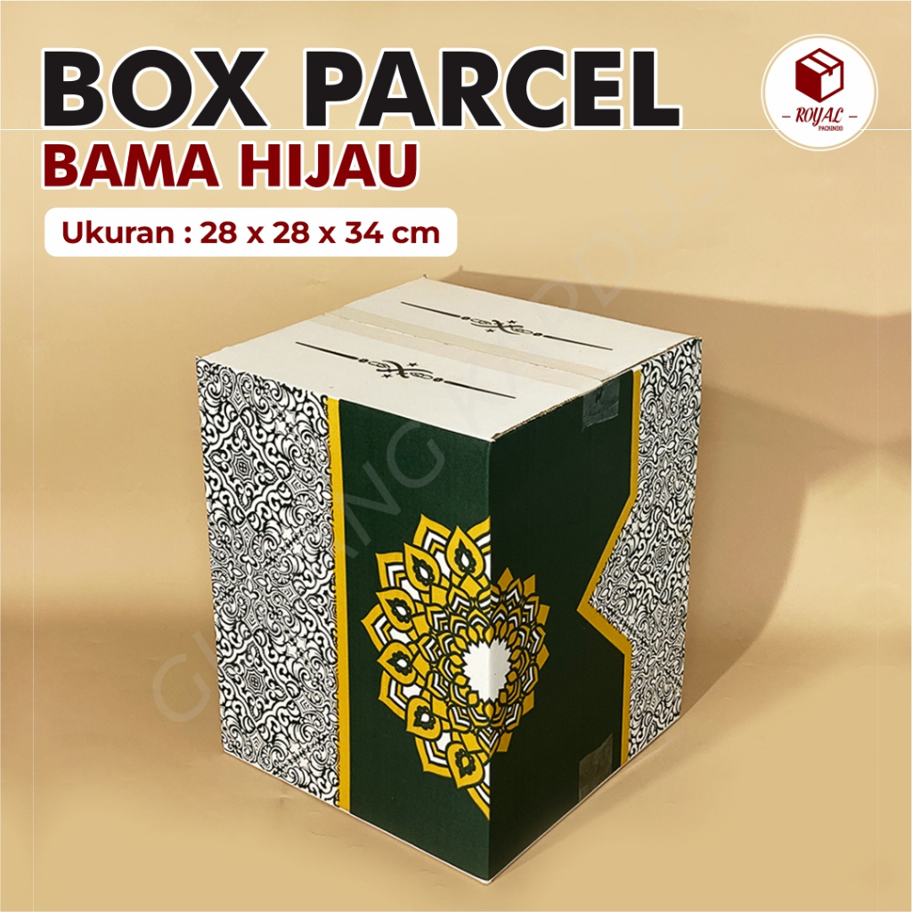 Jual BOX PARCEL BAMA HIJAU 28 x 28 x 34 cm - Box Parcel Batik Hijau/Box ...