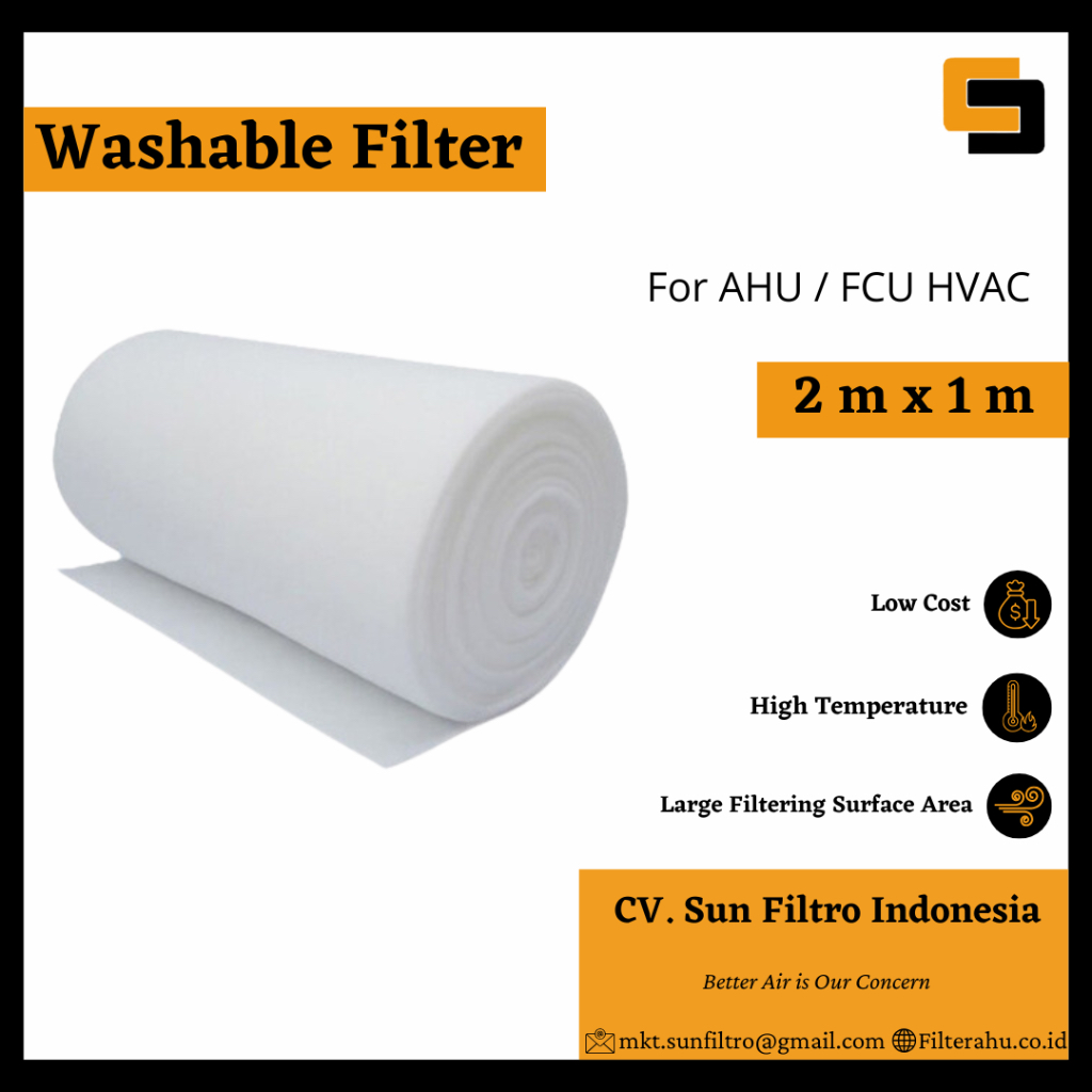 Jual WASHABLE FILTER (PER METER) | FILTER AHU | FILTER UDARA | 2M X 1M ...