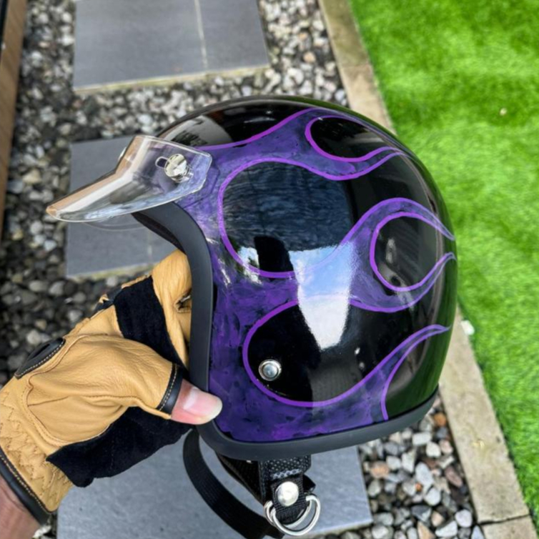 Jual Helm Slim Head Motif Api Cat Pinstriping Art Vintage untuk Cewek ...