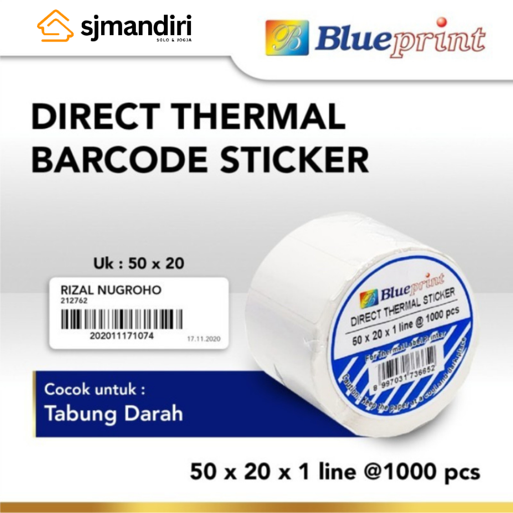Jual Blueprint Direct Thermal Sticker Label 50 x 20 mm 1line Blueprint ...