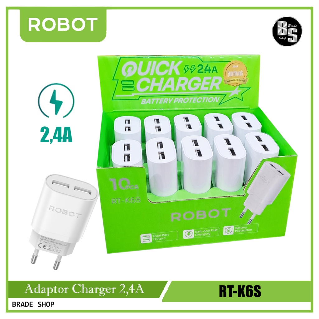 Jual Batok Charger Robot RT-K6S Adaptor 2,4A White Dual USB | Shopee ...