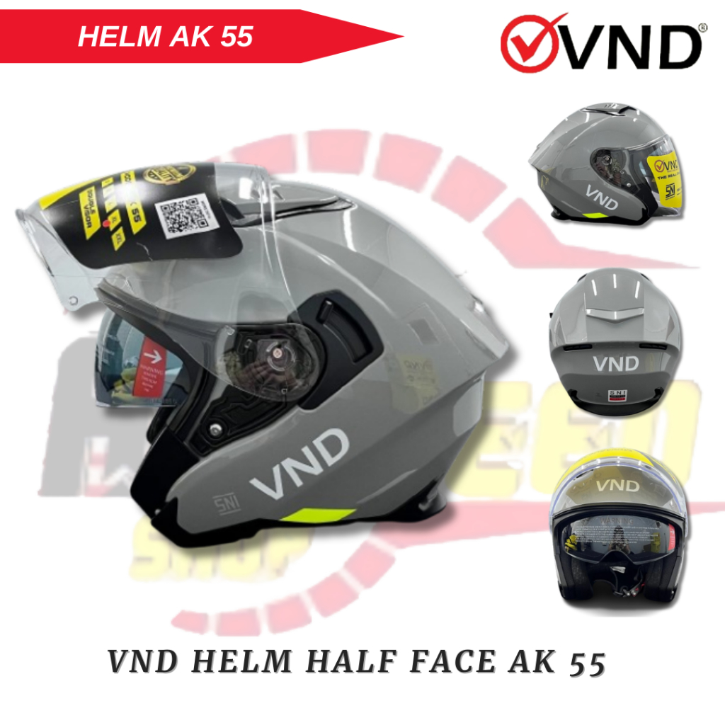 Jual VND HELM Half Face Model AK 55 Double Visor SNI Original VND 100% ...