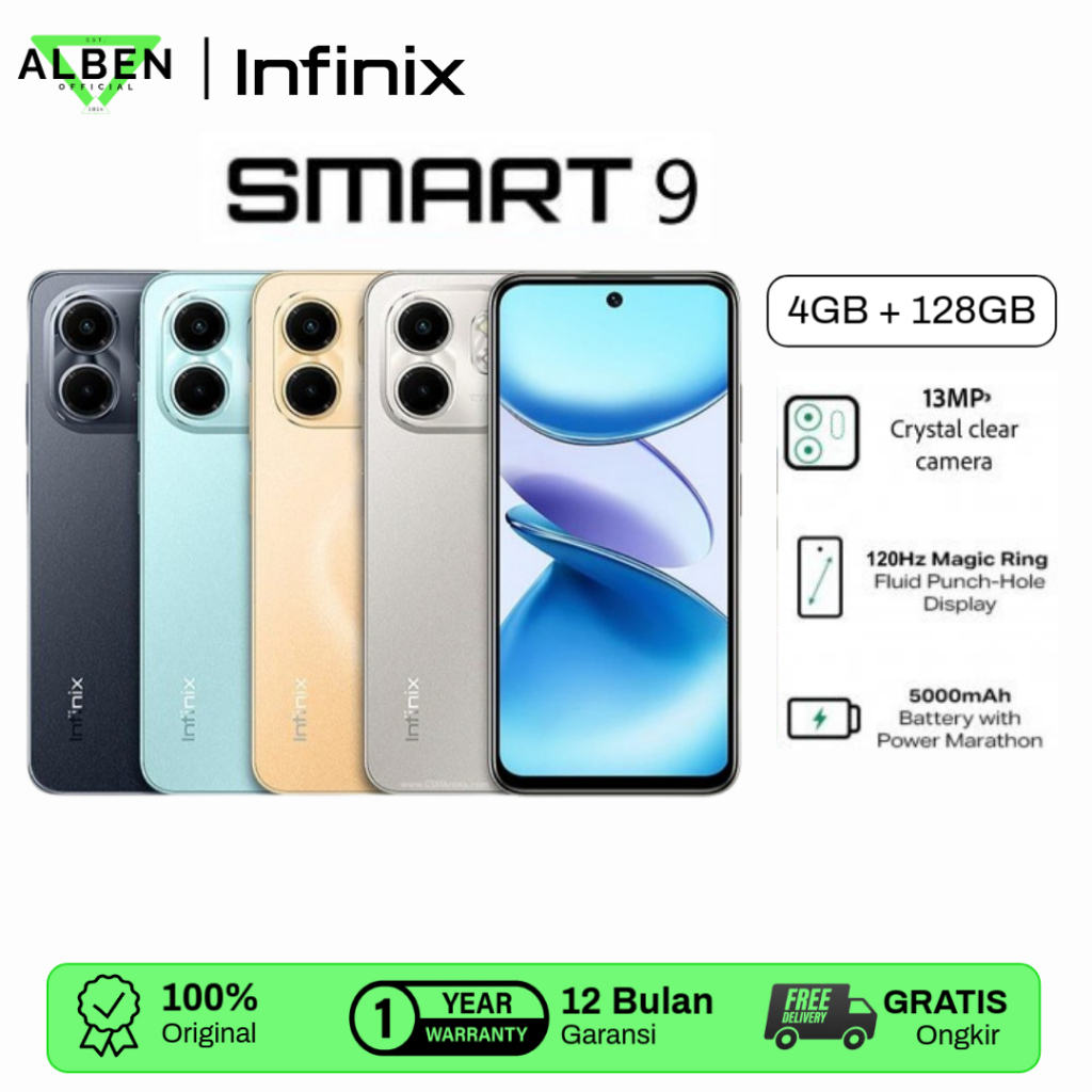Jual Infinix Smart 9 4/128GB, Mediatek Helio G81, OS Android 14 6.7 ...